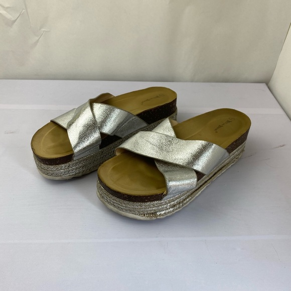 Nature Breeze | Shoes | Nature Breeze Silver Wedge Sandals | Poshmark